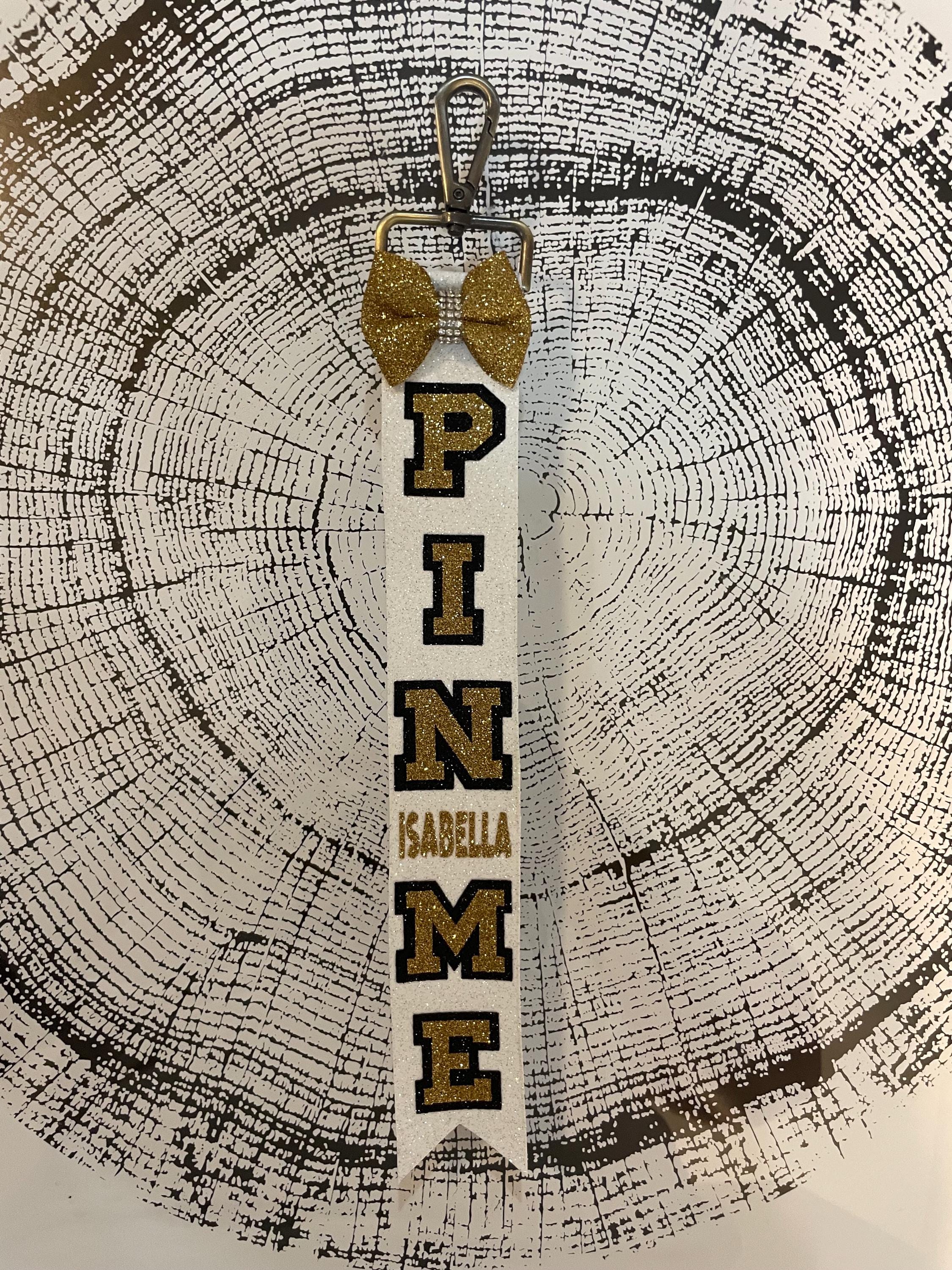 Pin Me Ribbons, Pin Me Bows, Pin Me Bag Tags, Cheer Gifts, Cheer Swag ...