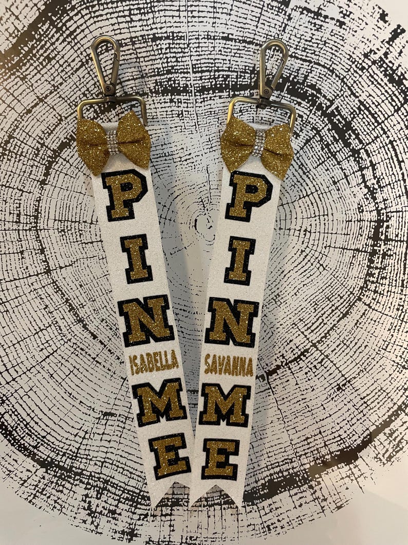 Pin Me Ribbons, Pin Me Bows, Pin Me Bag Tags, Cheer Gifts, Cheer Swag, Good Luck Pins ...