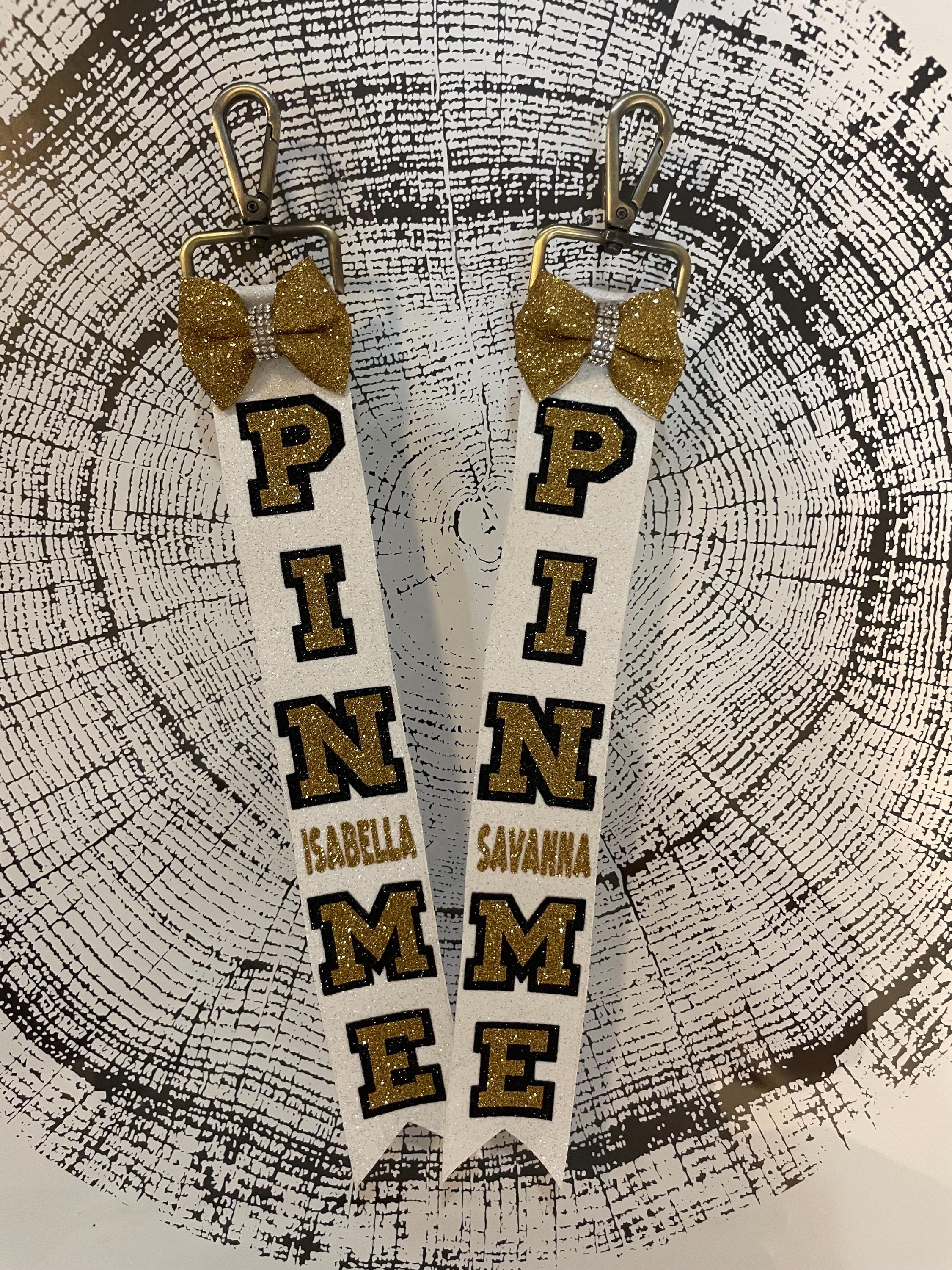 Pin Me Ribbons, Pin Me Bows, Pin Me Bag Tags, Cheer Gifts, Cheer Swag ...