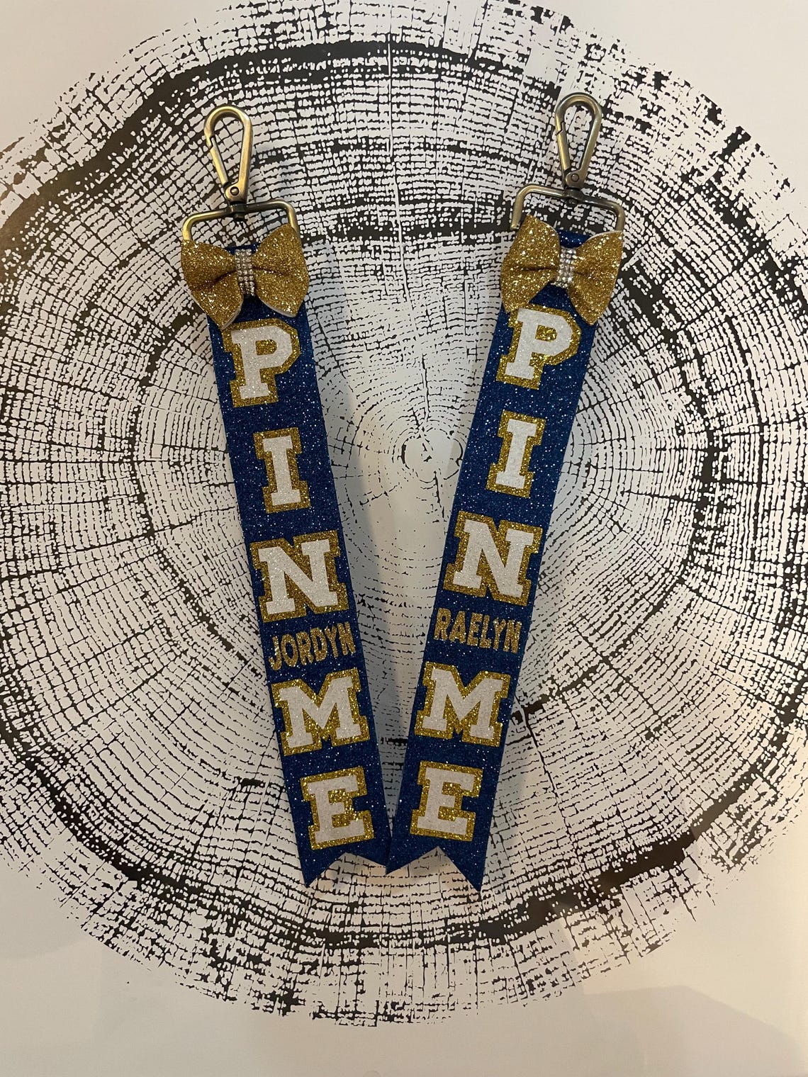 Pin Me Ribbons, Pin Me Bows, Pin Me Bag Tags, Cheer Gifts, Cheer Swag, Good Luck Pins ...