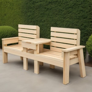 Double Chair Bench With Middle Table DIY Build Plan (PDF), Woodworking ...