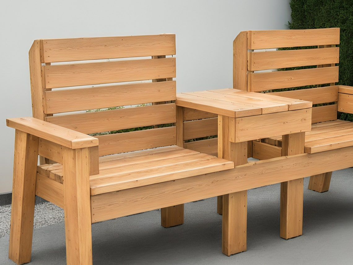 Double Bench With Table Build Plans: Outdoor Seating (digital Download ...