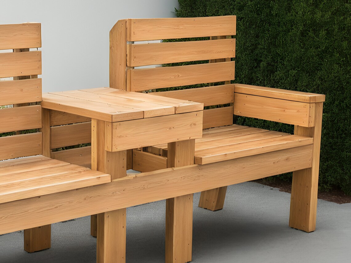 Double Bench With Table Build Plans: Outdoor Seating (digital Download ...