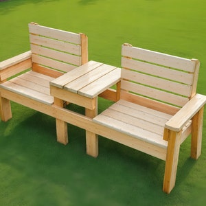Double Chair Bench With Middle Table DIY Build Plan (PDF), Woodworking ...