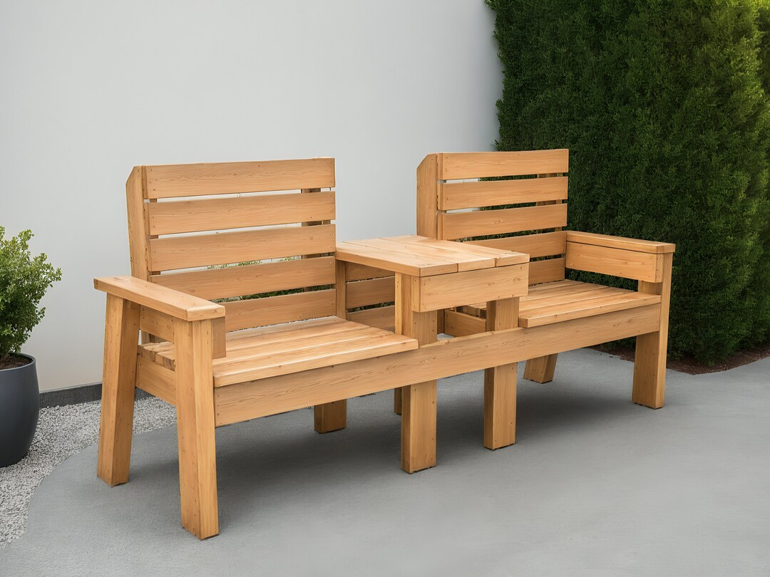 Double Bench With Table Build Plans: Outdoor Seating (digital Download ...