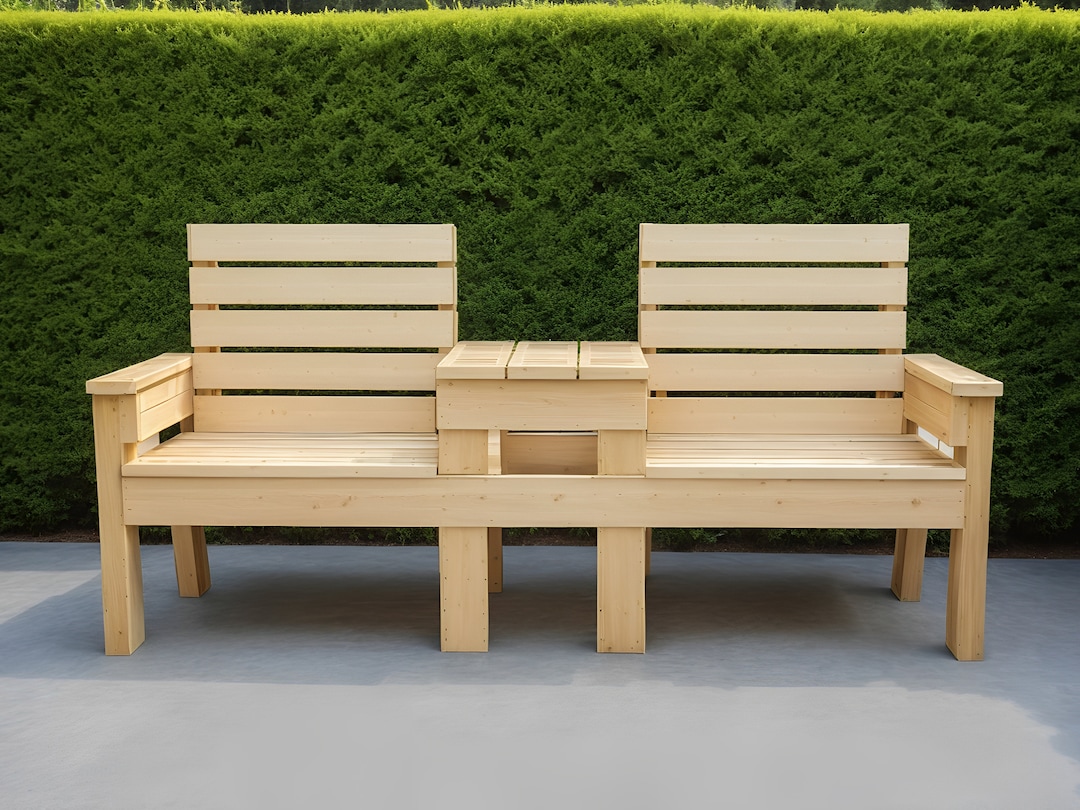 Double Chair Bench With Middle Table DIY Build Plan (PDF), Woodworking ...