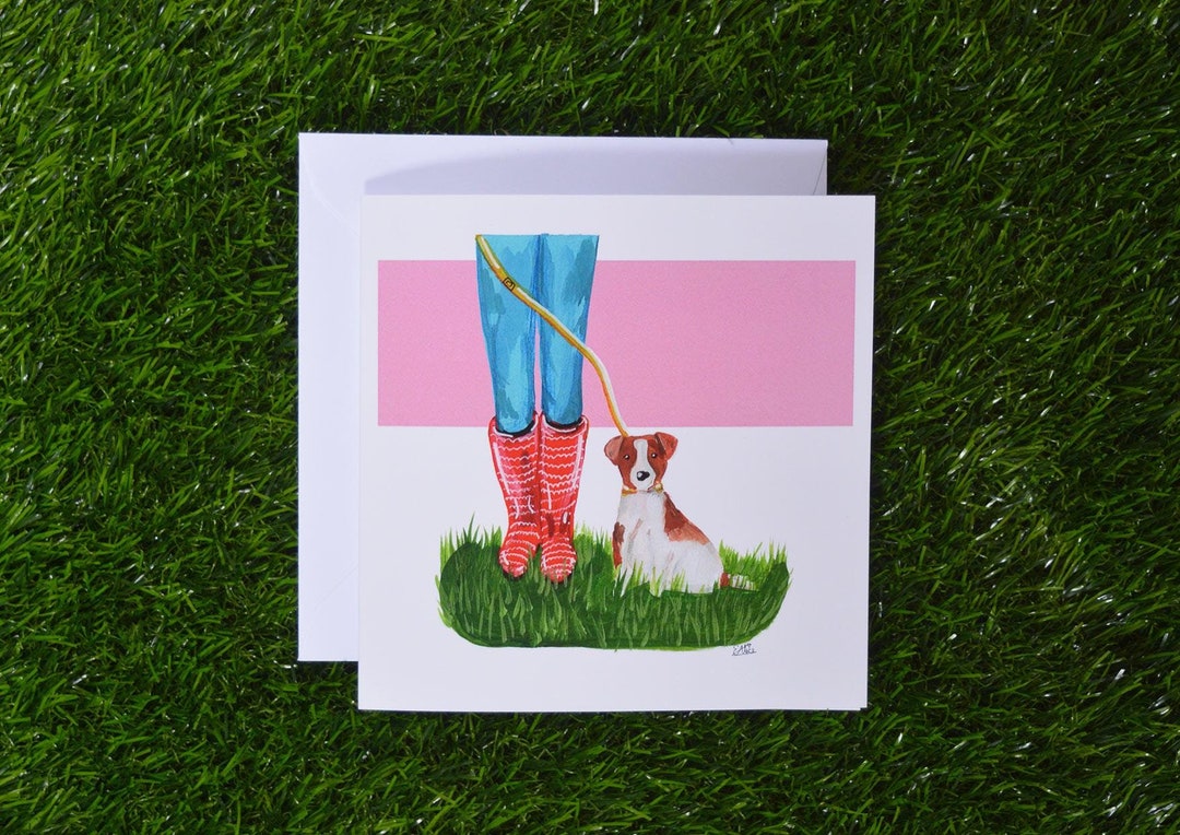 Jack Russell Card, Jack Russell Terrier, Dog Portrait Card, Square Card ...
