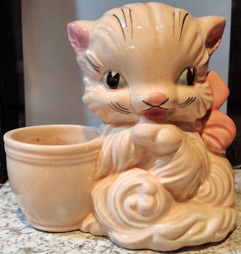 Vintage Hull Pottery Kitty Planter - Etsy