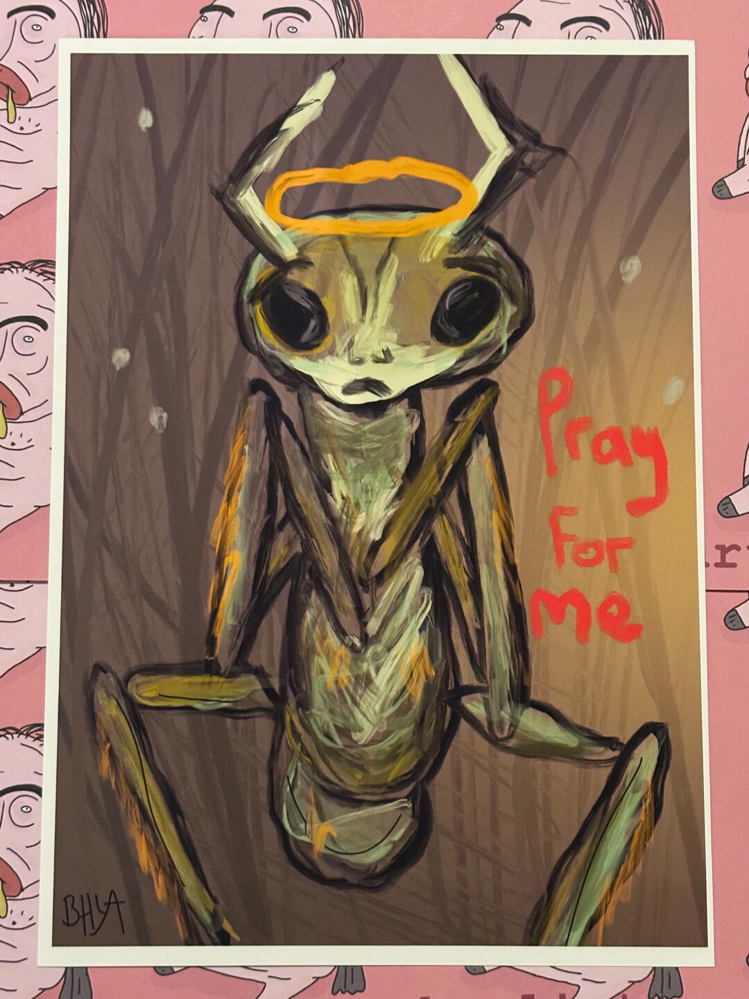 Praying Mantis Art Print. Weird Design Created on Procreate. Printed on ...