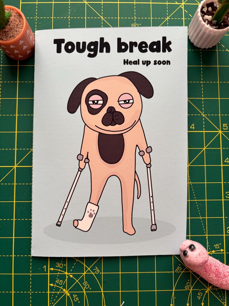 Funny Broken Bone Get Well Card: Dog Leg Pun, 300gsm Matte - Etsy