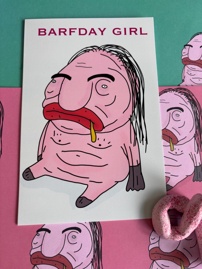 Blobfish Birthday Card: Weird Barfday Girl Card With Sticker - Etsy