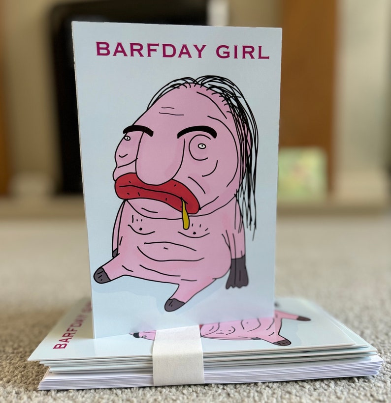 Blobfish Birthday Card: Weird Barfday Girl Card With Sticker - Etsy