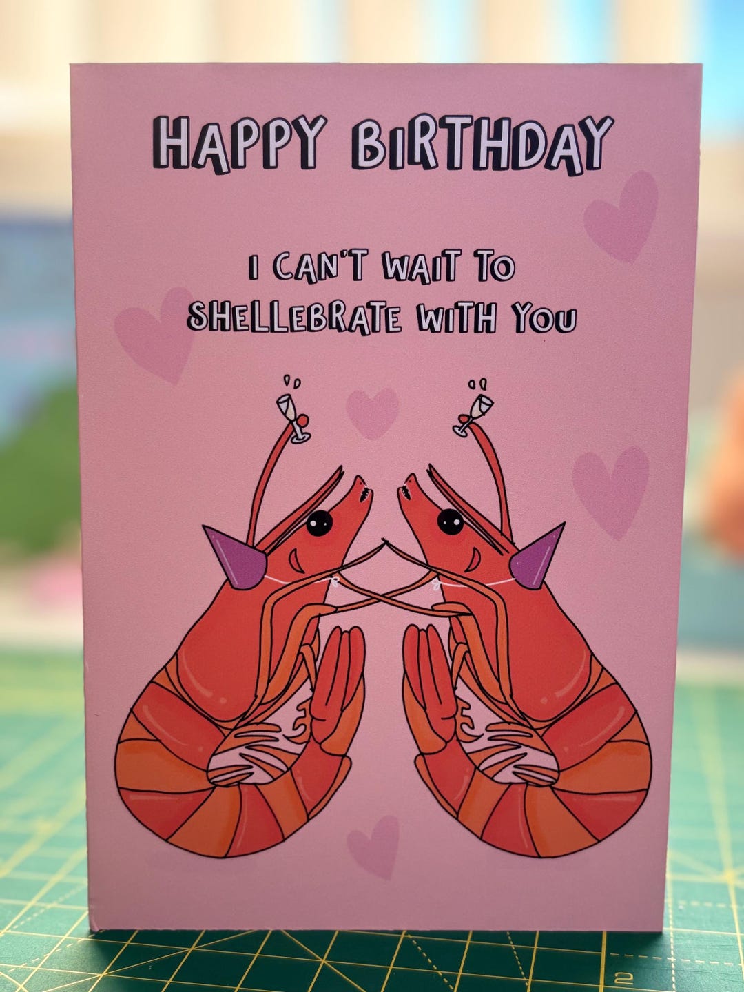 Prawn Shrimp Champagne Birthday Card. Funny Pun Design. Homemade ...