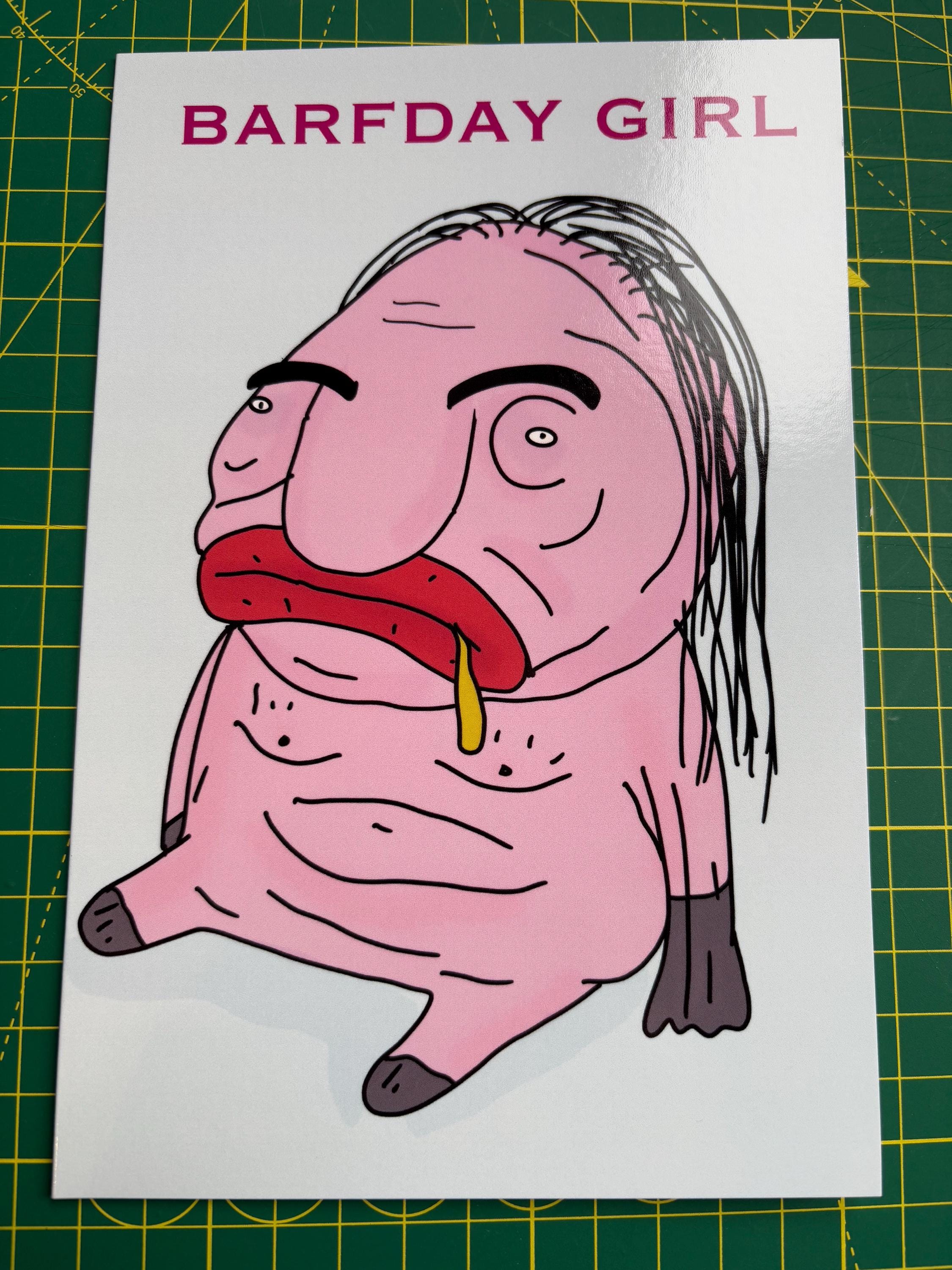 Blobfish Birthday Card: Weird Barfday Girl Card With Sticker - Etsy