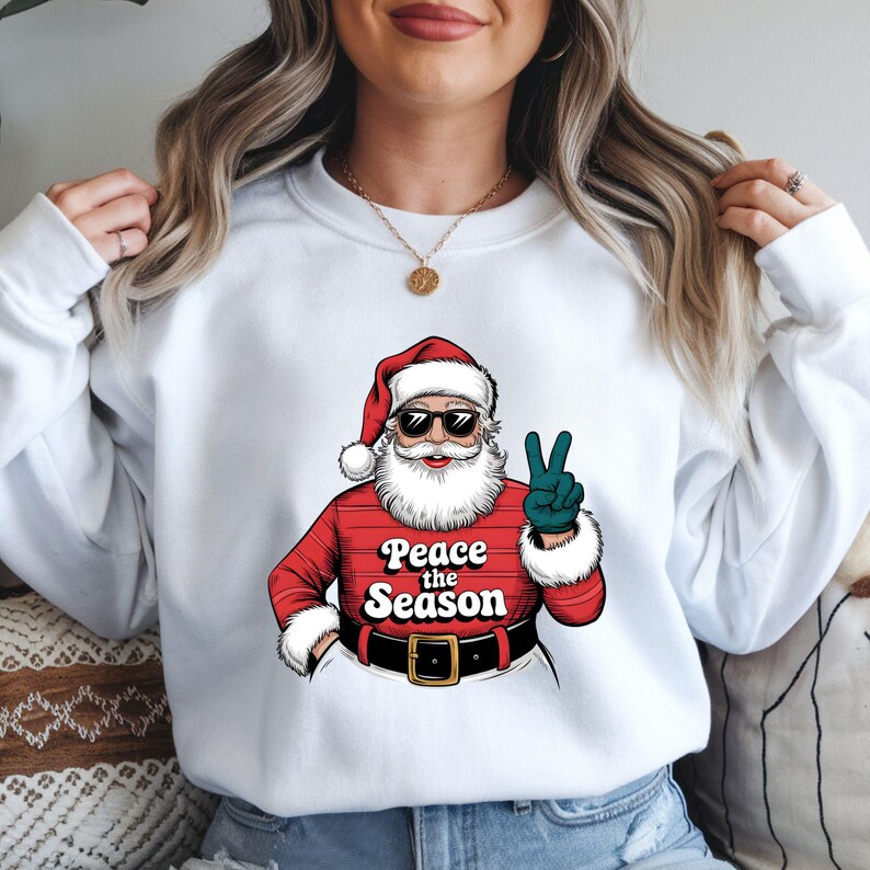 Retro Santa Peace Sign PNG, Cool Santa With Sunglasses, Christmas PNG ...