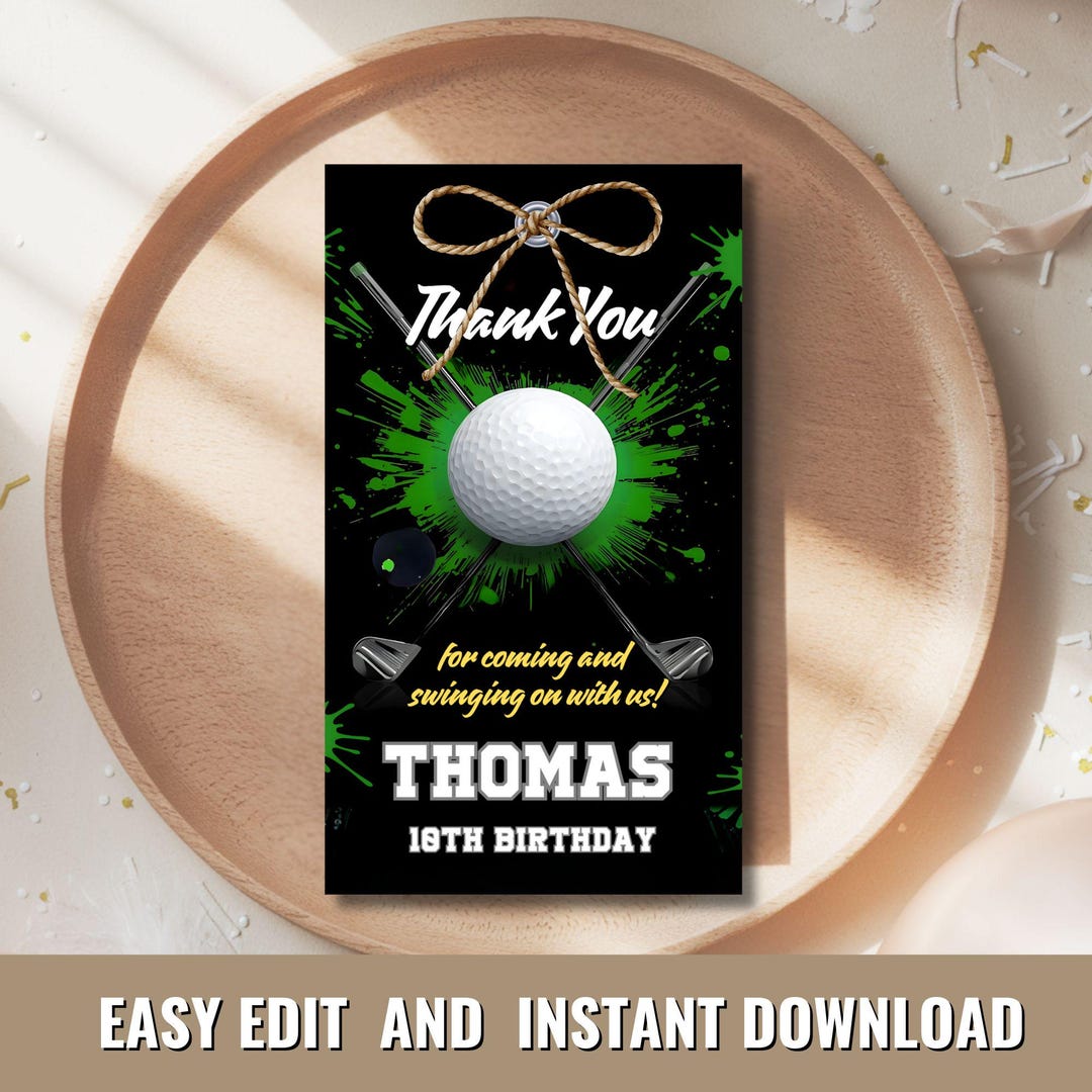 Golf Birthday Thank You Tag, Boys Party Favor (instant Download) - Etsy
