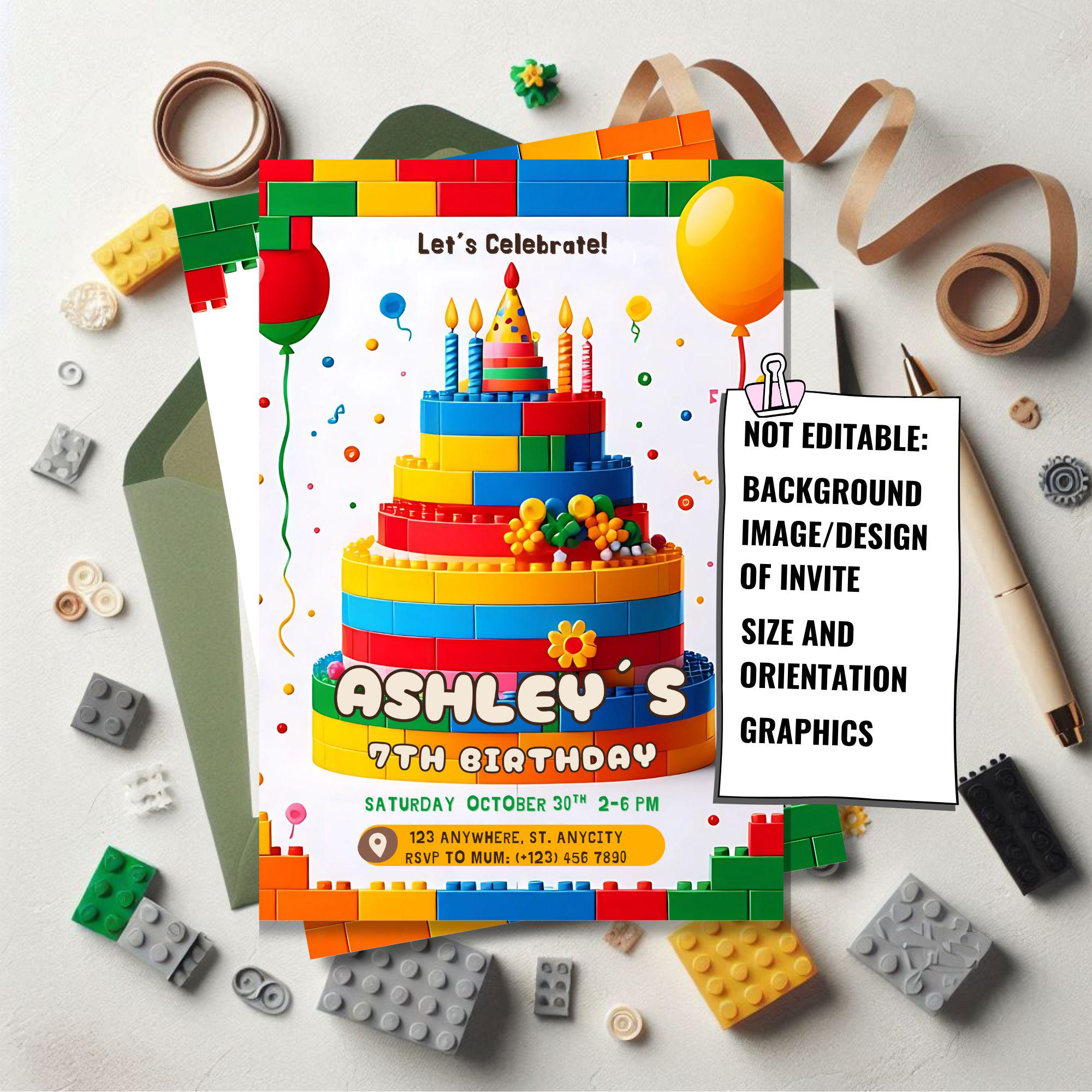 Building Blocks Birthday Invitation, Editable Block Party Invite ...