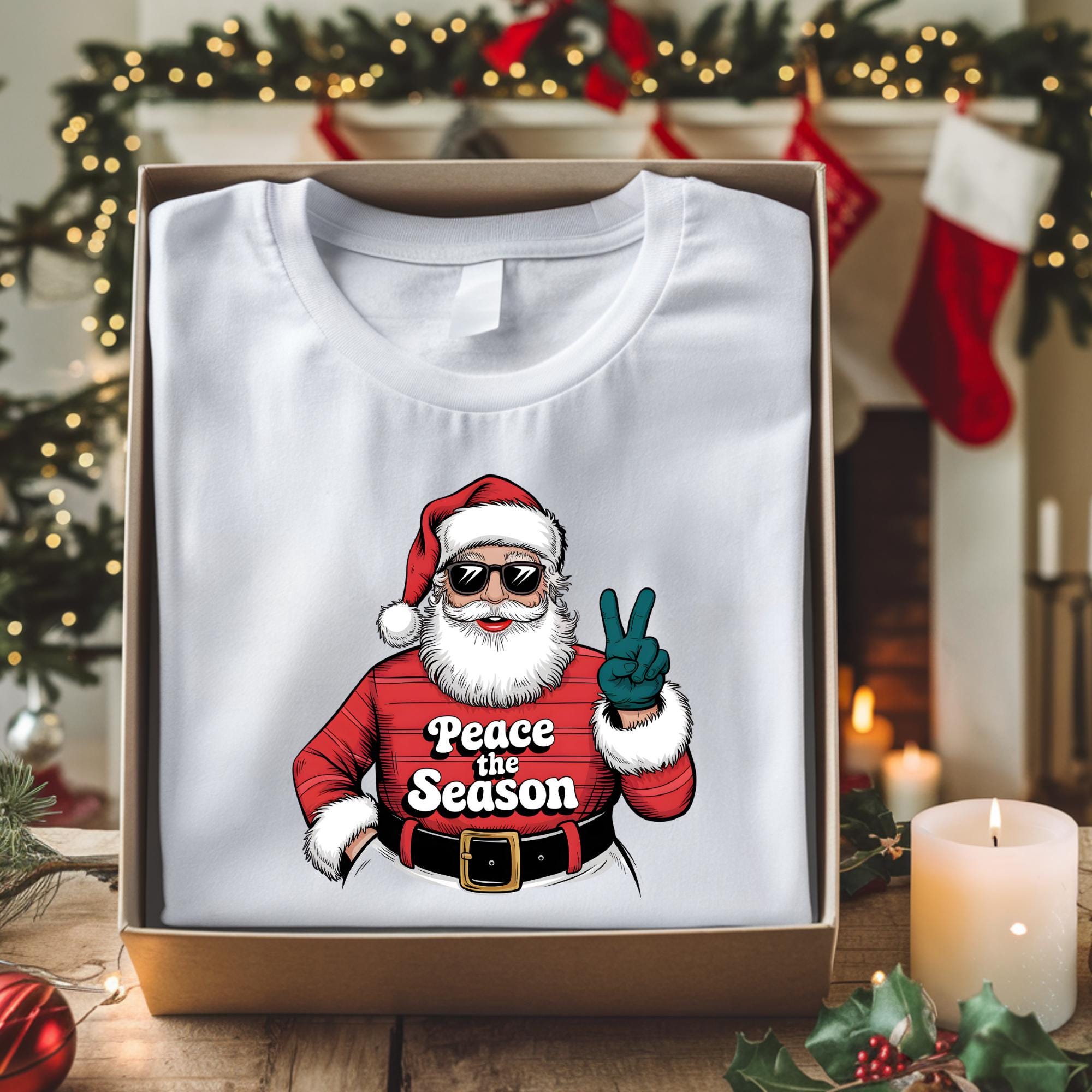 Retro Santa Peace Sign PNG, Cool Santa With Sunglasses, Christmas PNG ...