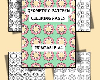 50 Geometric Pattern Coloring Pages - Digital Download Fun for Adults ...