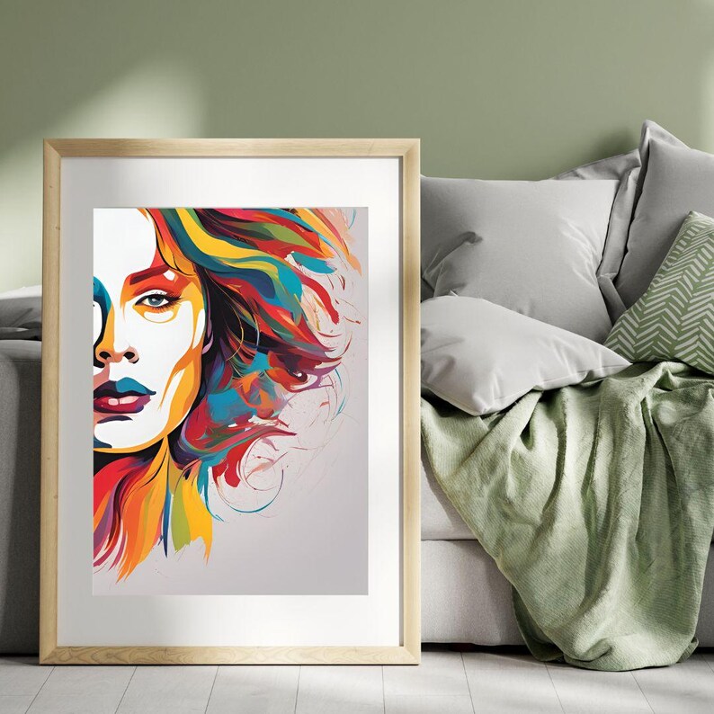 Colorful Female Face Print - Modern Wall Decor Artwork -women Canvas ...