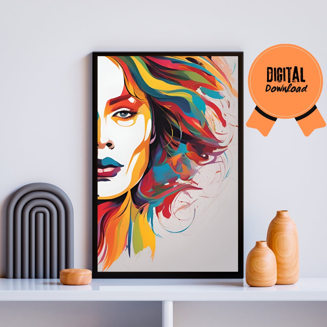 Colorful Female Face Print Modern Wall Decor Artwork women Canvas Art ...