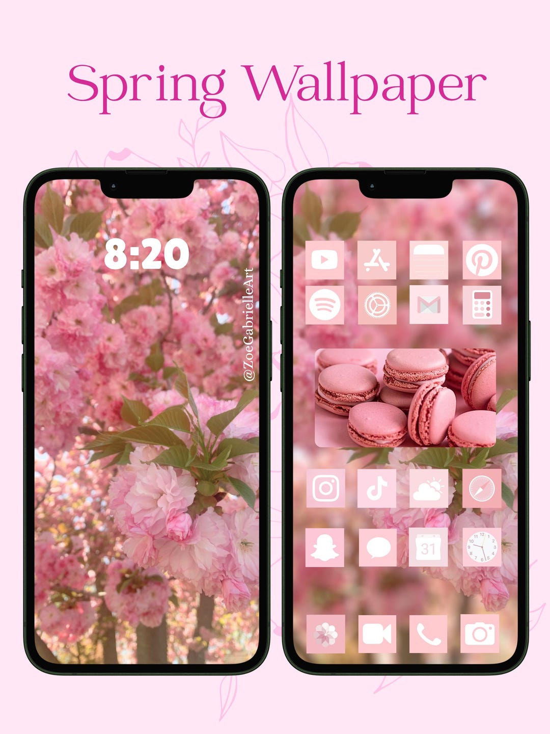 Spring Wallpaper, Pink Flowers, Widgets and Icons, Coquette Phone ...