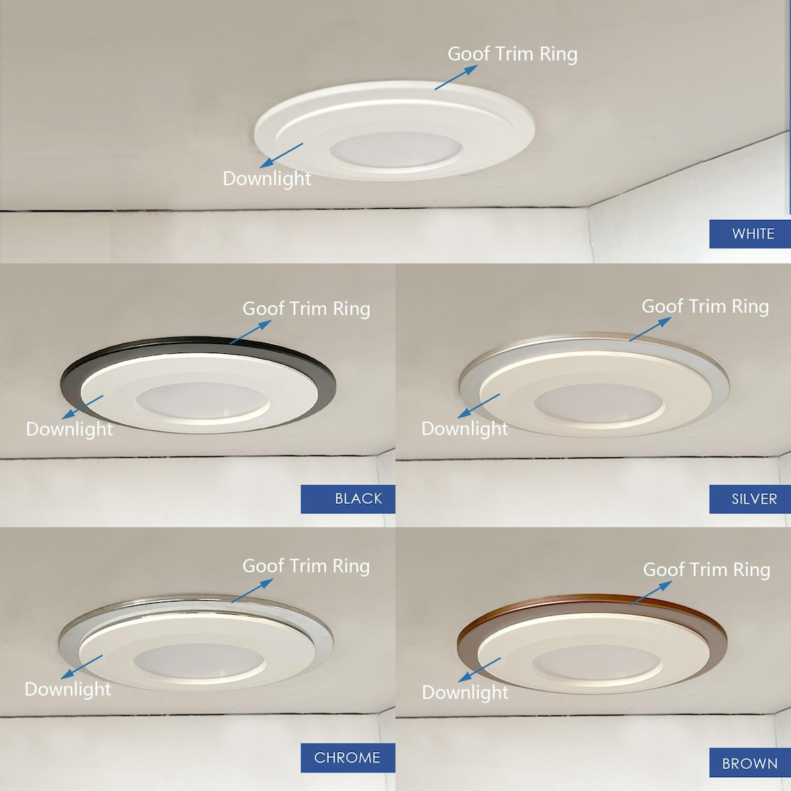 4 Pack Matte Groove Trim Rings for 5-6 Inch Recessed Lights | Plastic ...