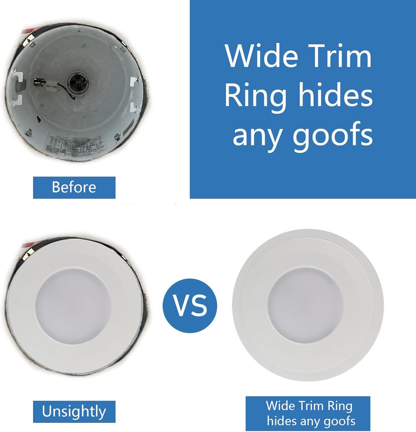 4 Pack Matte Groove Trim Rings for 5-6 Inch Recessed Lights | Plastic ...