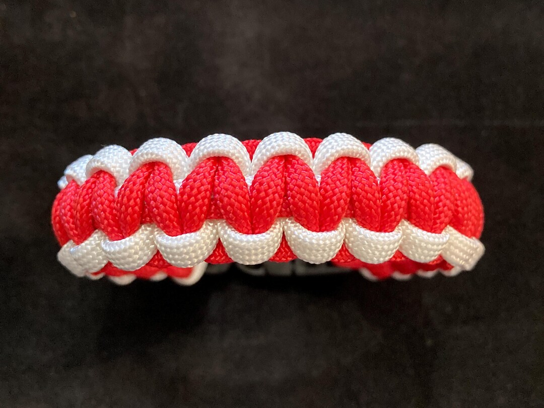Red and White Robbie Survival Paracord Bracelet - Made in USA First ...