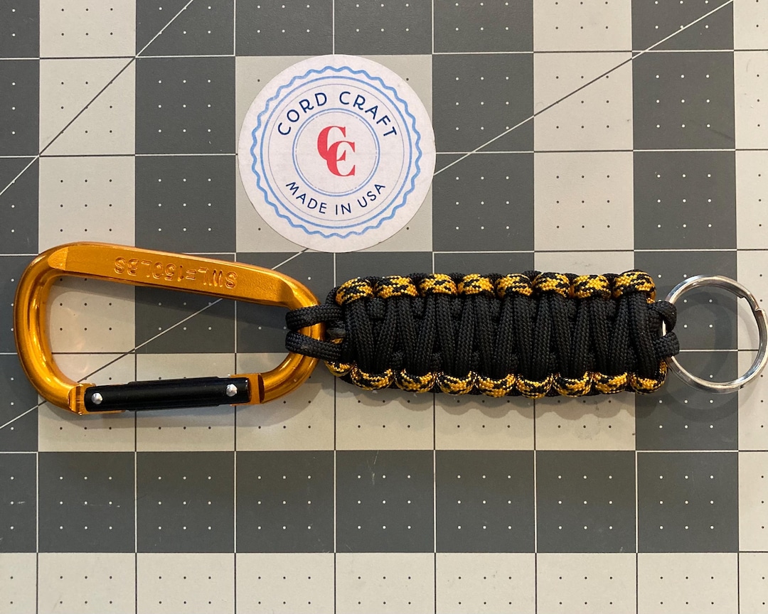Black and Gold Paracord Survival Caribiner Key Chain Gift for Hand Made ...