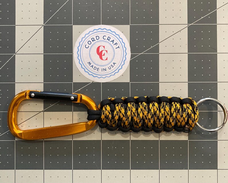 Black and Gold Paracord Survival Caribiner Key Chain Gift for Hand Made ...