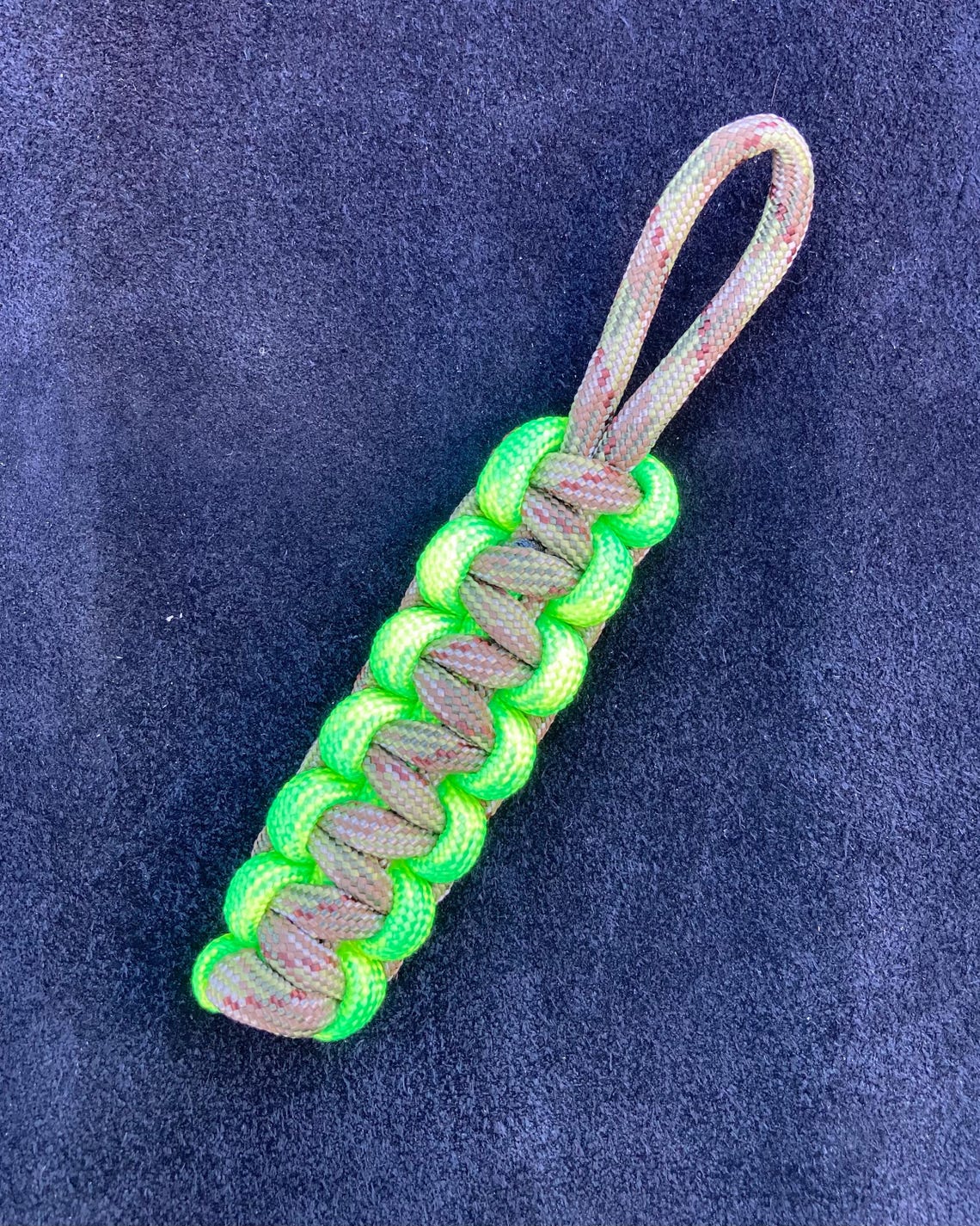 Neon Green and Camo Survival Paracord Key Chain - Made in USA! Woven ...