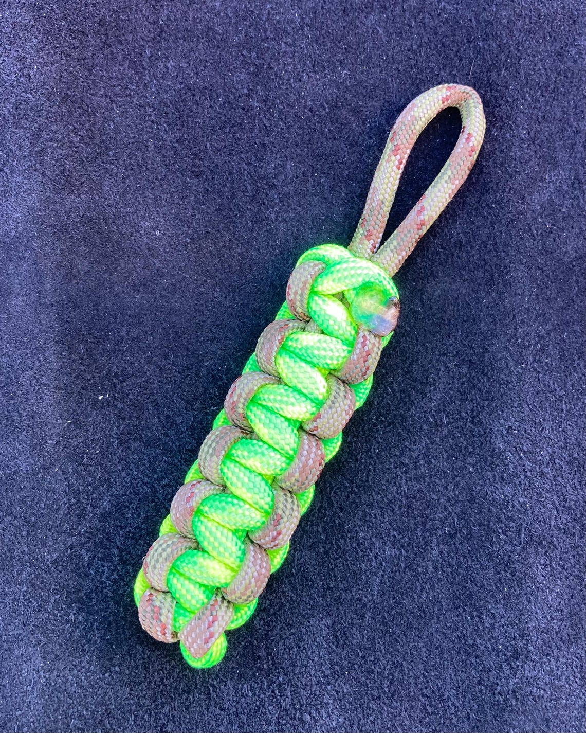 Neon Green and Camo Survival Paracord Key Chain - Made in USA! Woven ...