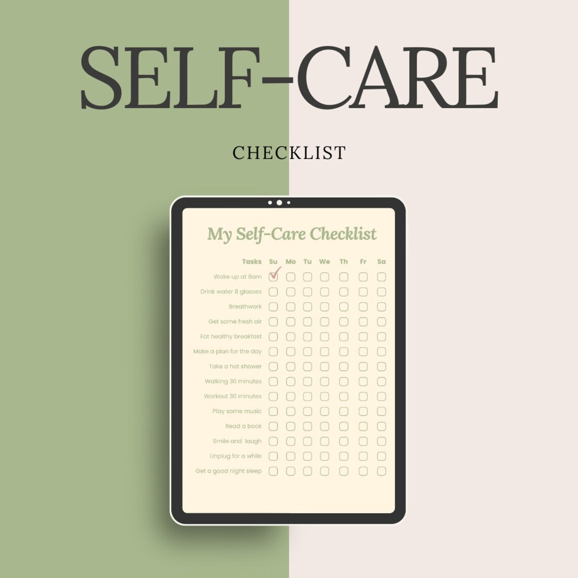 Editable Self-care Checklist Template Mental Health Planner Canva ...