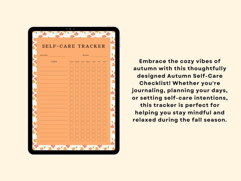 Autumn Self-care Tracker, Printable Self-care Tracker, Digital Self ...