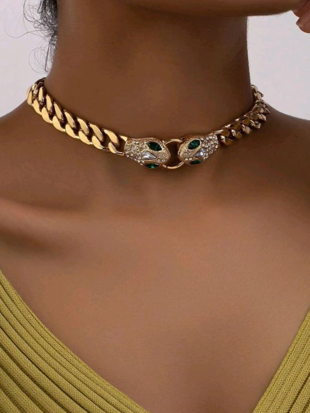 Snake Necklace Gold, Snake Choker, Chunky Charm Necklace, Cuban Link ...