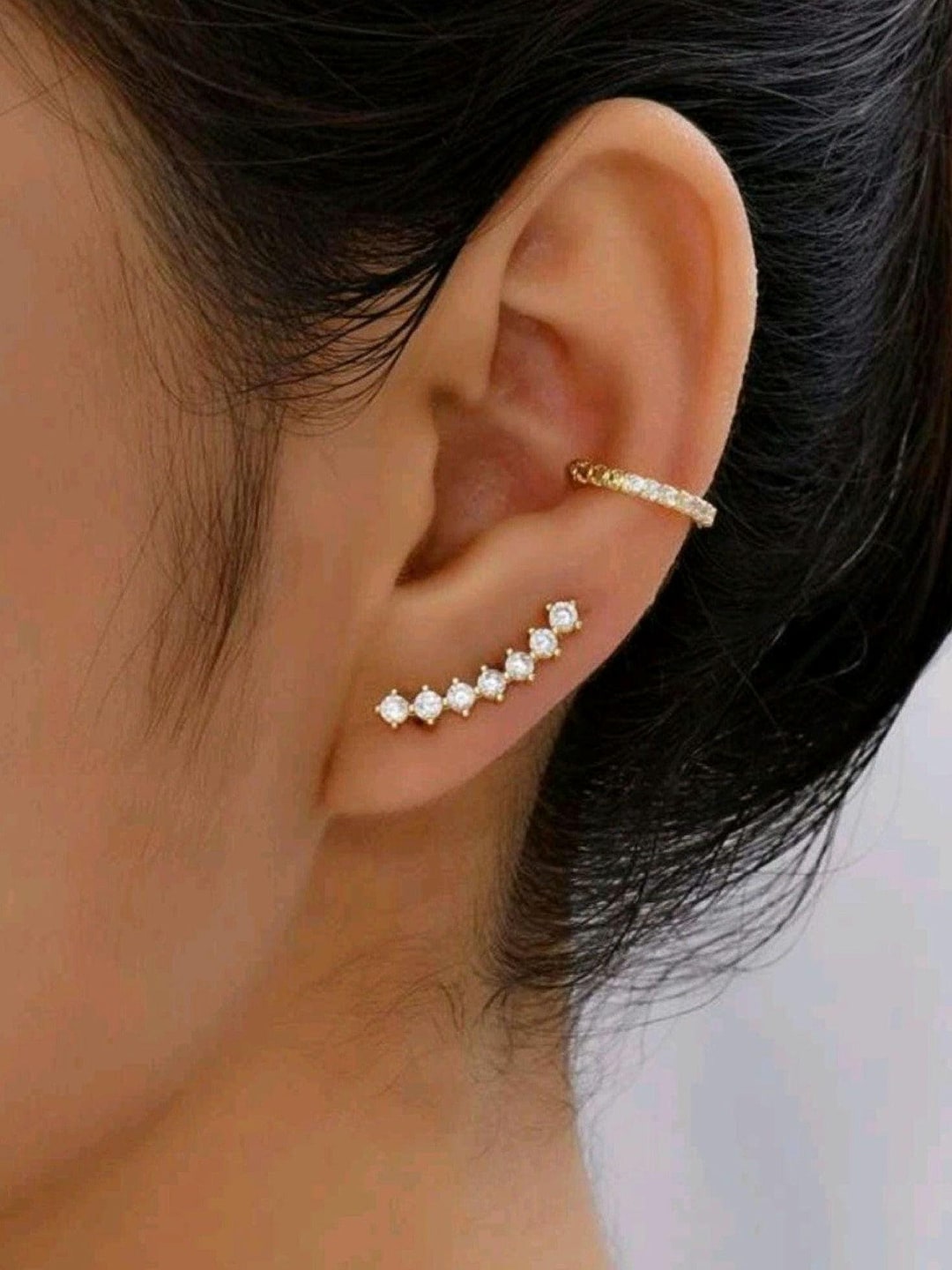 Gold Ear Cuff, Ear Climber Earrings, Ear Crawlers, Ear Cuff No ...