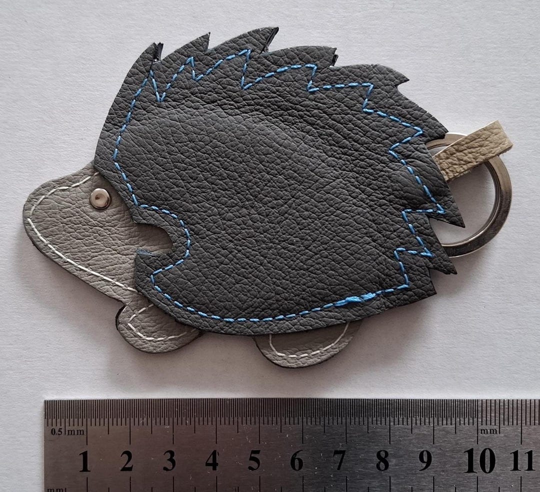 Handmade Leather KEY Ring Animal Farm Hedgehog Keyring PET Lovers Charm ...
