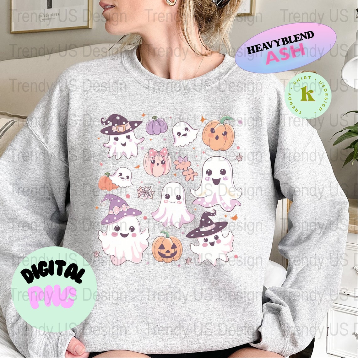 Cute Kawaii Halloween Ghosts Clipart Bundle, Digital Download, Pastel ...