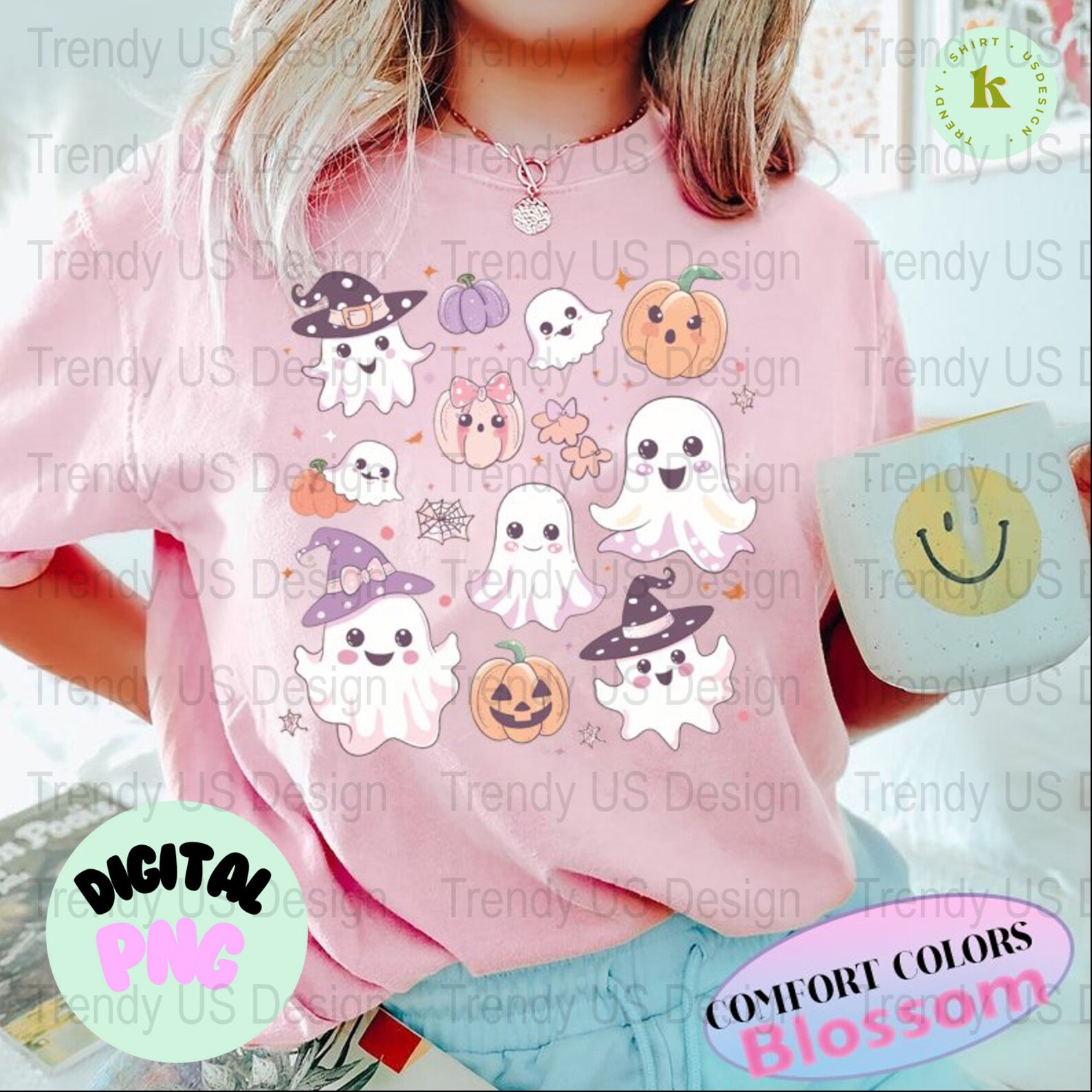 Cute Kawaii Halloween Ghosts Clipart Bundle, Digital Download, Pastel ...