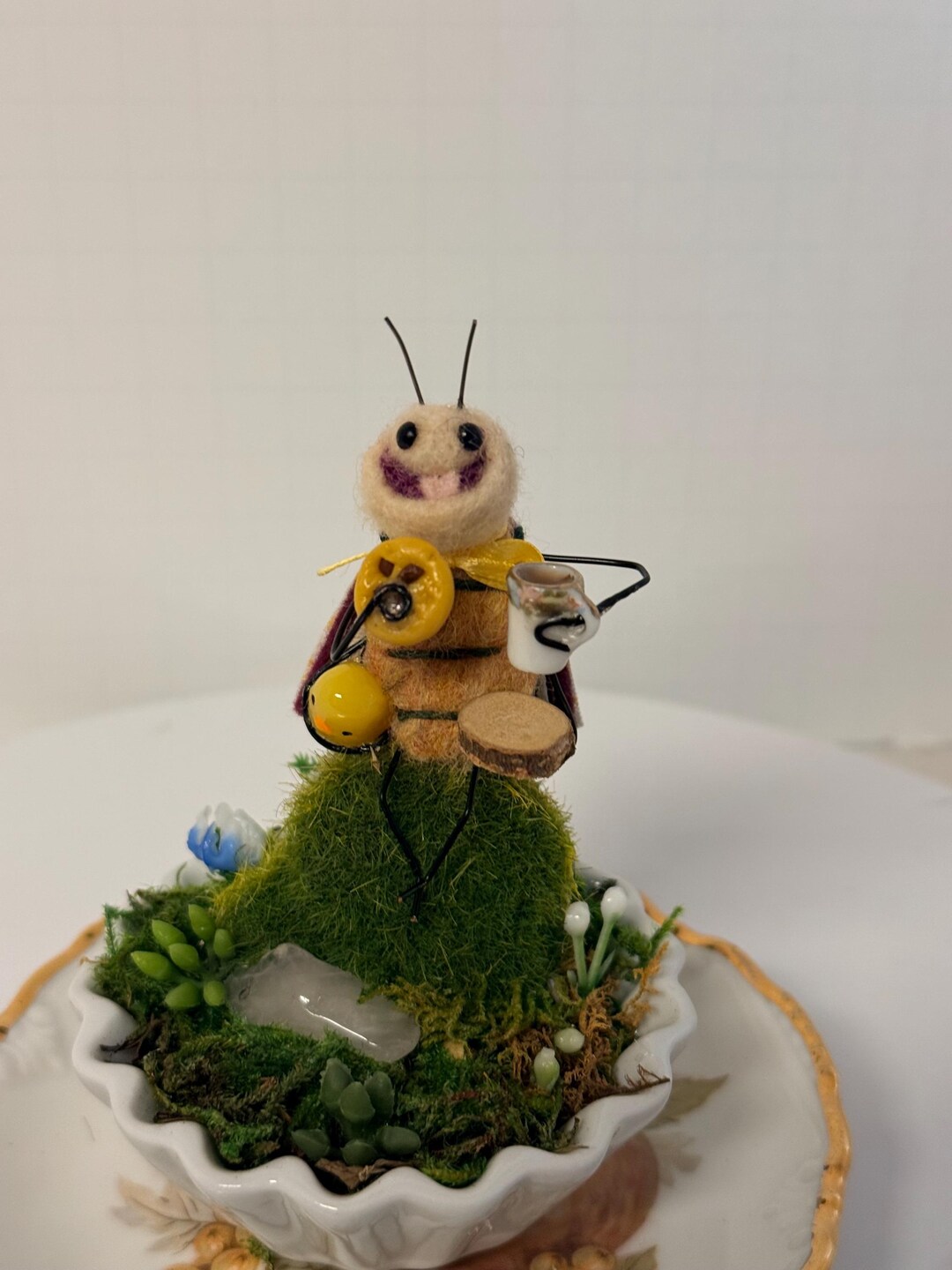 Cute Little Beetle Bug Enjoying a Cup of Tea and a Cookie. Needle ...