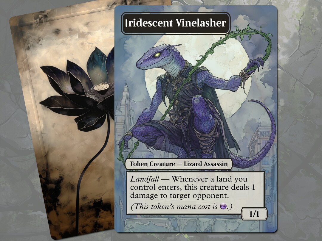 Iridescent Vinelasher Offspring Token MTG (1/1 Lizard Assassin) - Etsy