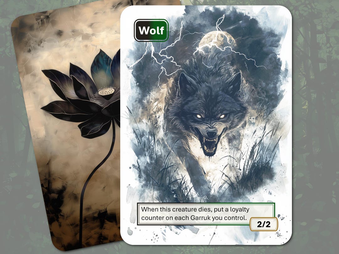 Wolf Token MTG (black-green 2/2) - Etsy