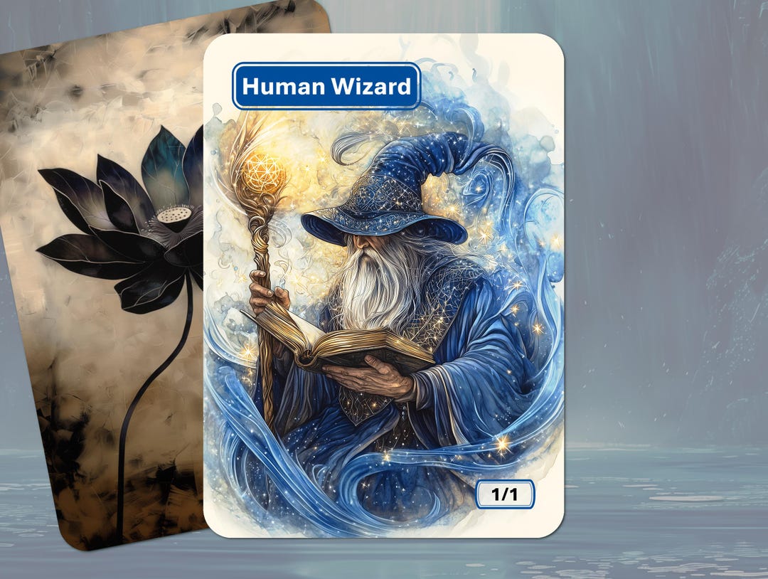 Human Wizard Token MTG (blue 1/1) - Etsy