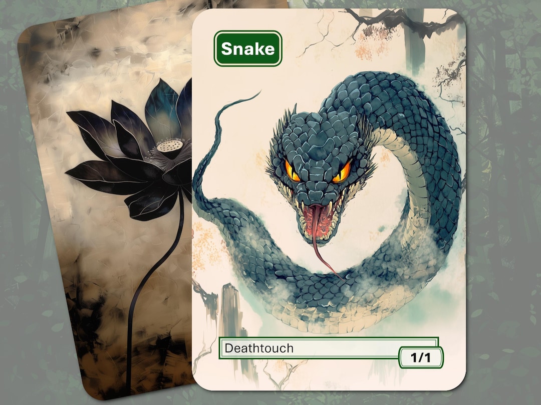 Snake Token MTG (1/1 Deathtouch Green) - Etsy