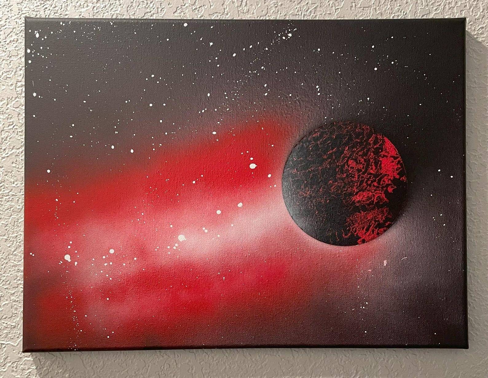 Space Painting Black & Red Planet - Etsy