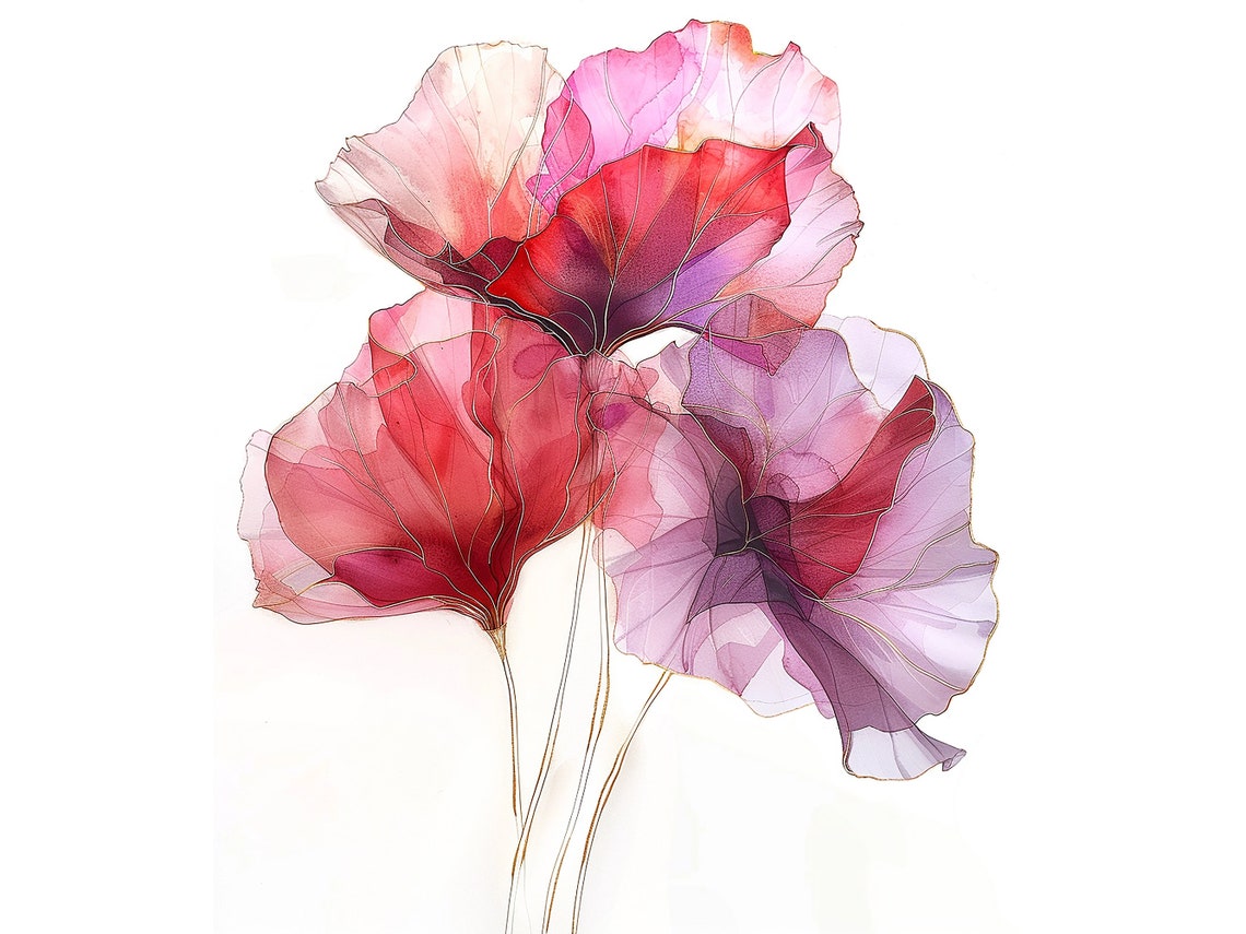 26 Abstract Flowers Clipart Bundle, Printable Watercolor Flowers, Dried ...