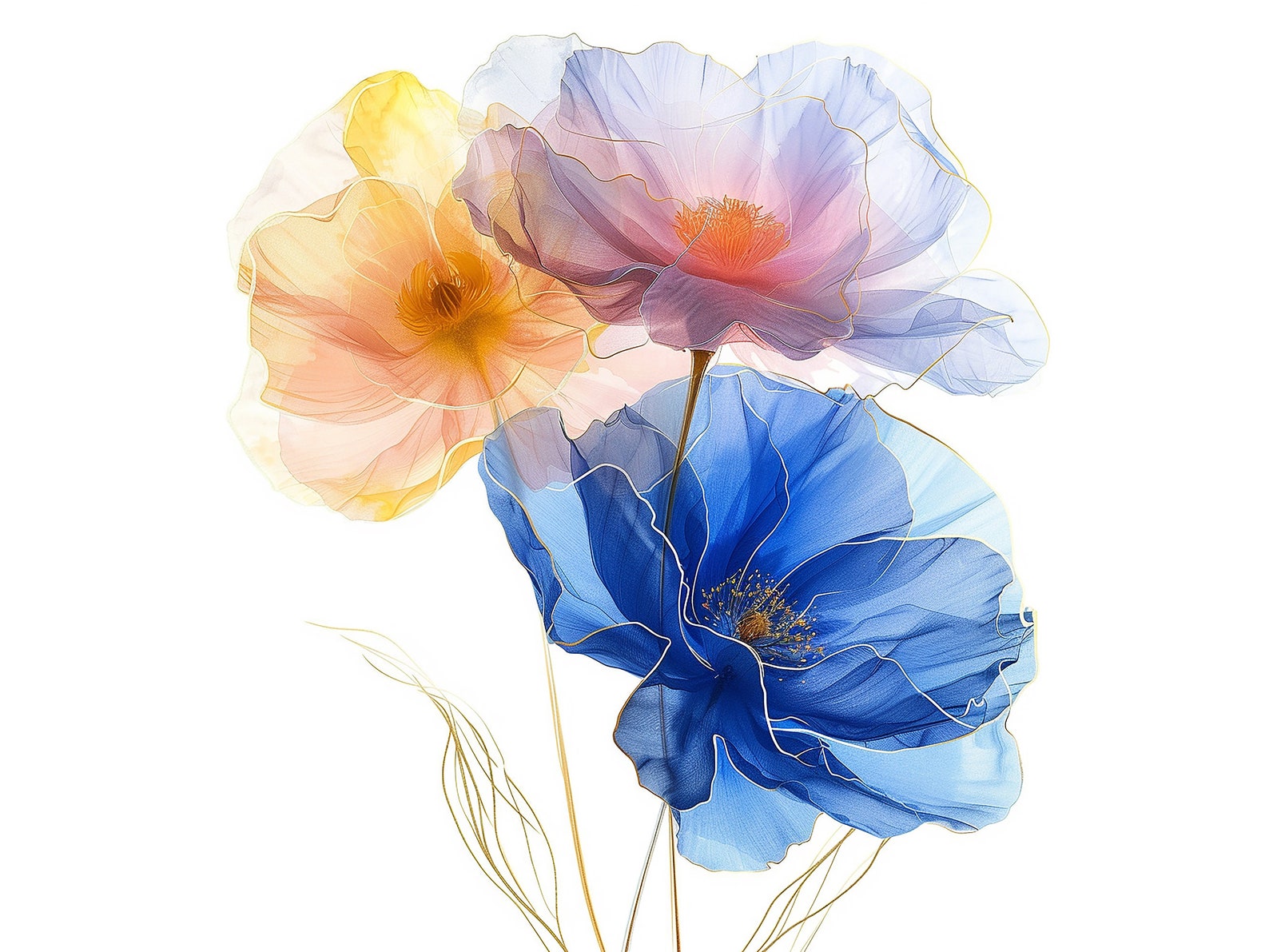 26 Abstract Flowers Clipart Bundle, Printable Watercolor Flowers, Dried ...