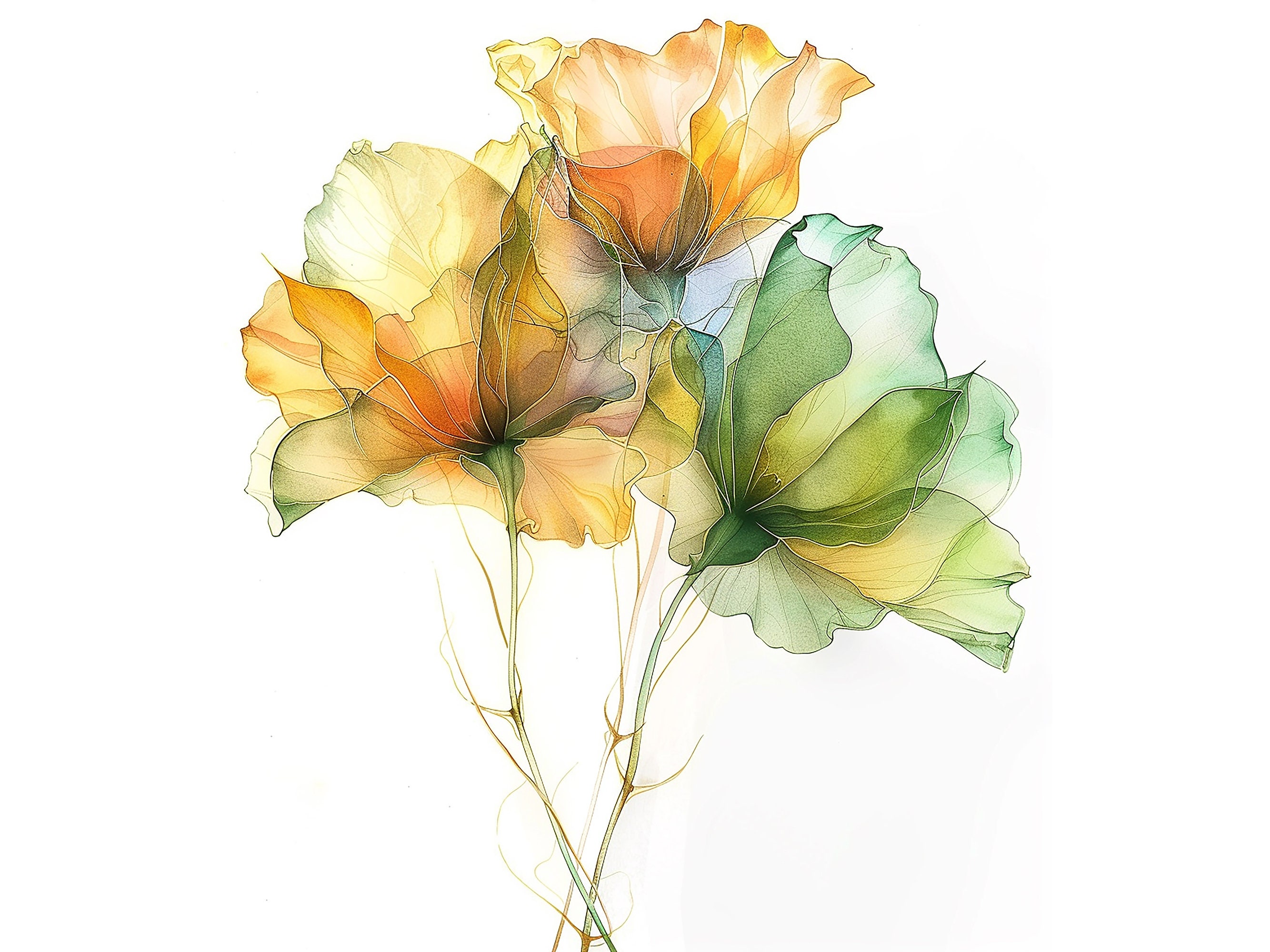 26 Abstract Flowers Clipart Bundle, Printable Watercolor Flowers, Dried ...