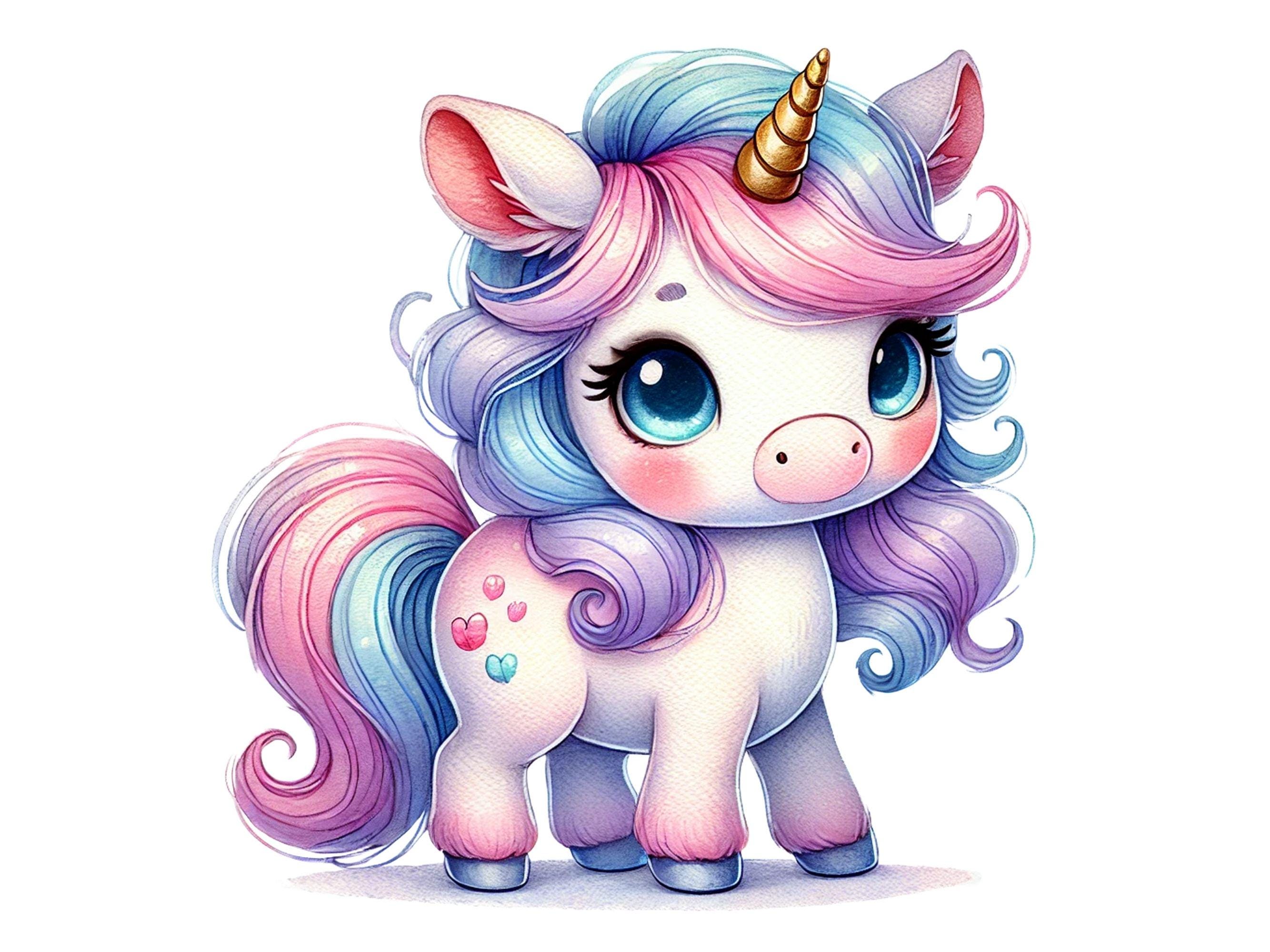10 Cute Baby Unicorn Clipart PNG, Aborable Rainbow Unicorn Bundle ...